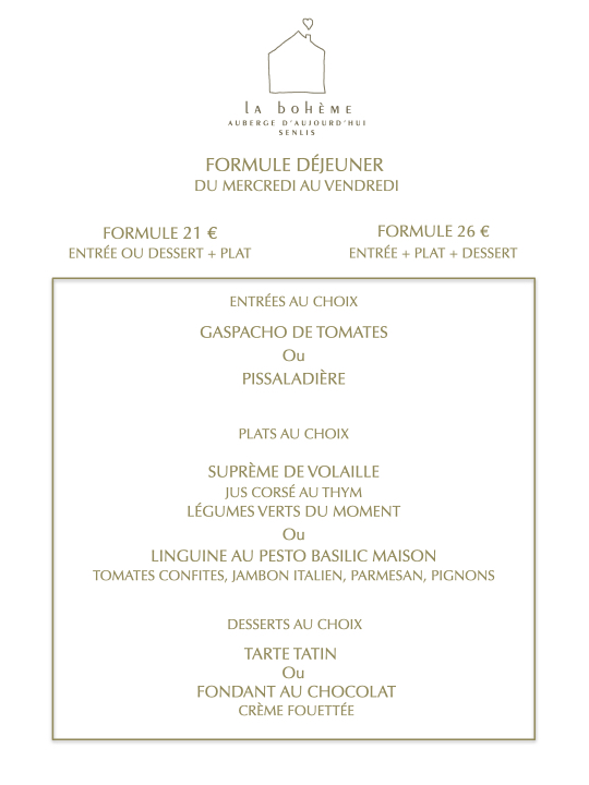 LE RESTAURANT - La Bohème Senlis - cuisine bistrot faite maison